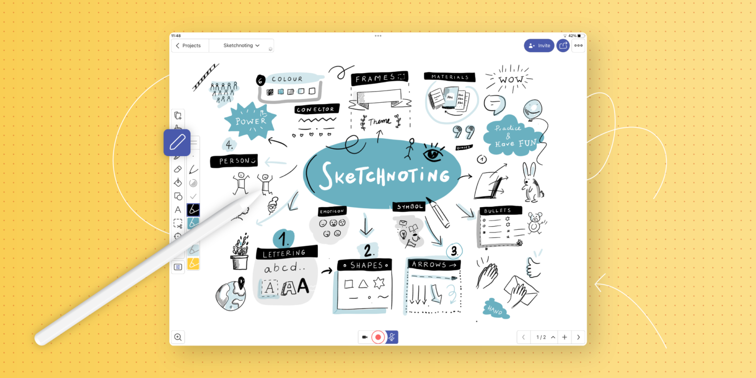 How to draw notes? Sketchnoting using a whiteboard