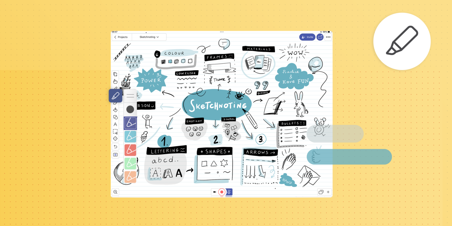 How to draw notes? Sketchnoting using a whiteboard